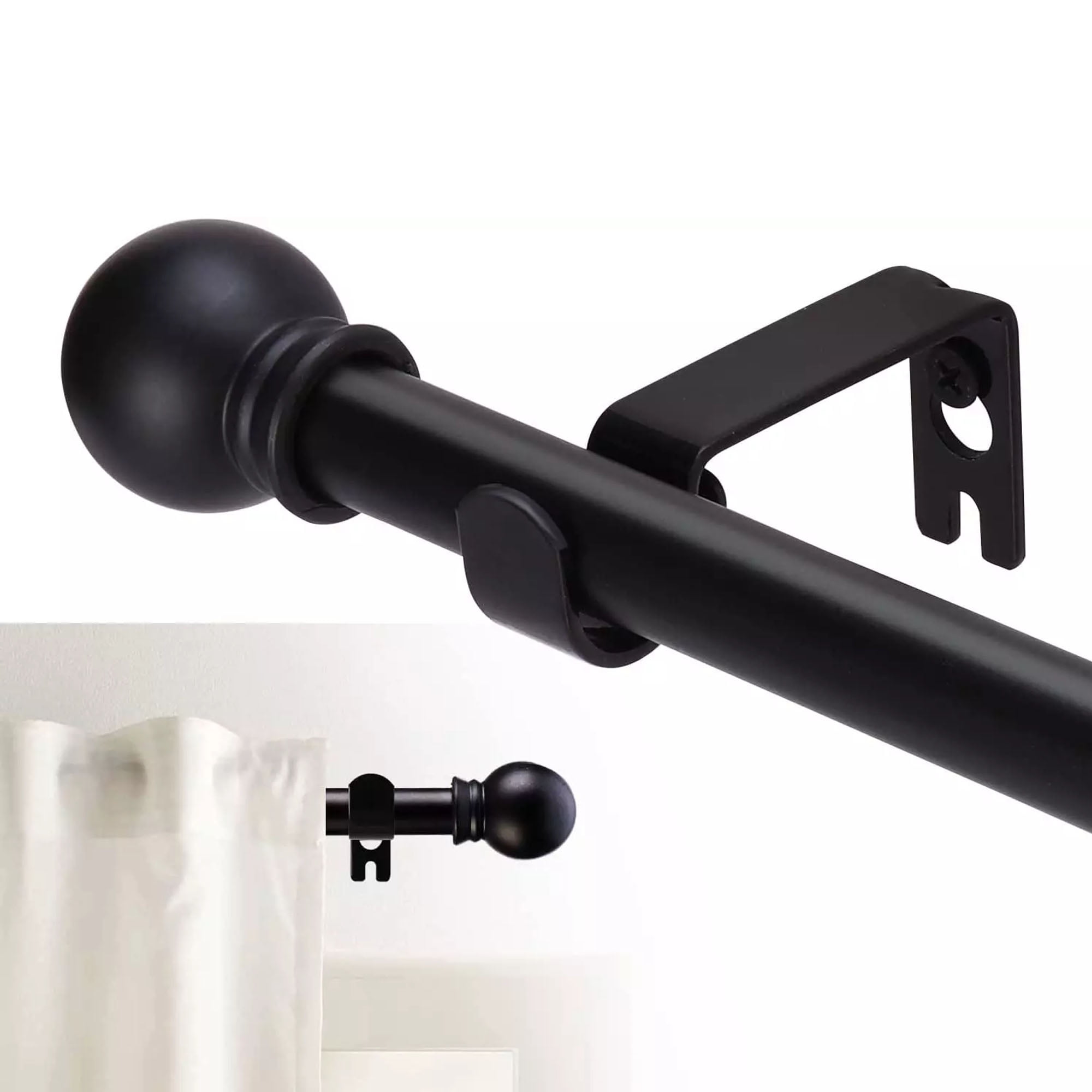 Curtain Rods Set for Windows Decorative Matte Black Splicing Metal ...