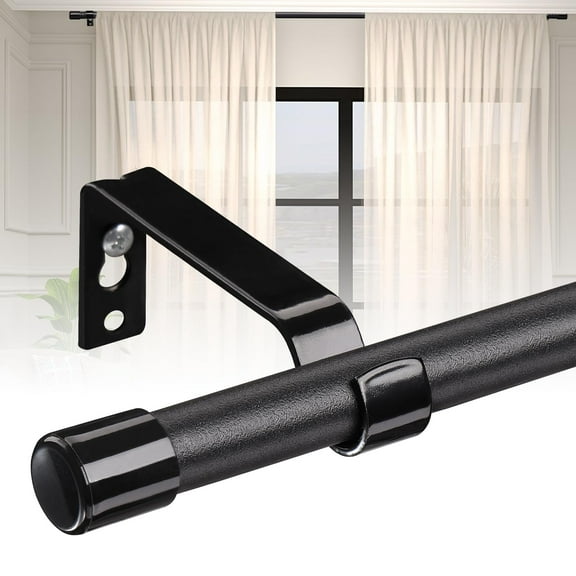 2 Pack Silver Curtain Rods for windows 32 to 48 inch, 5/8 inch Splicing ...