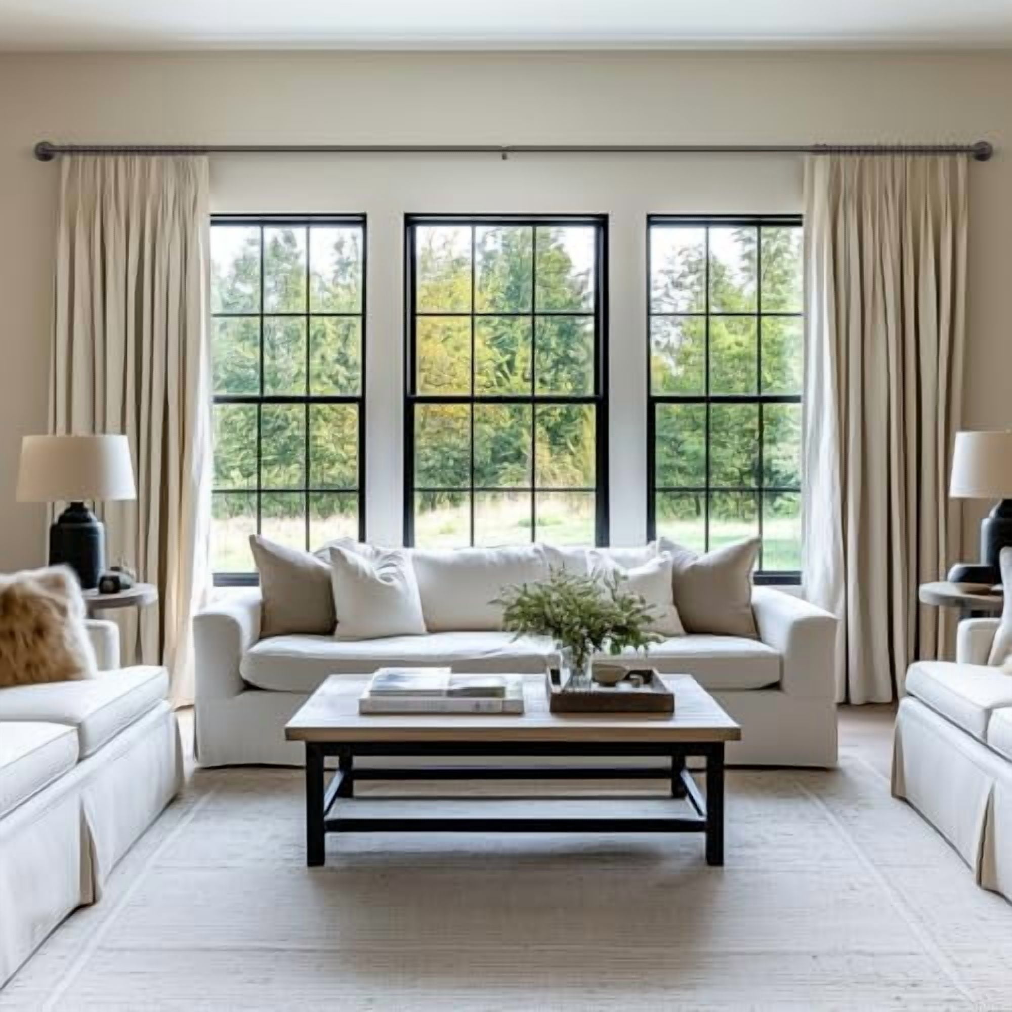 Curtain Rods for Windows 144 to 168, 1 Inch Industrial Wrap Around ...
