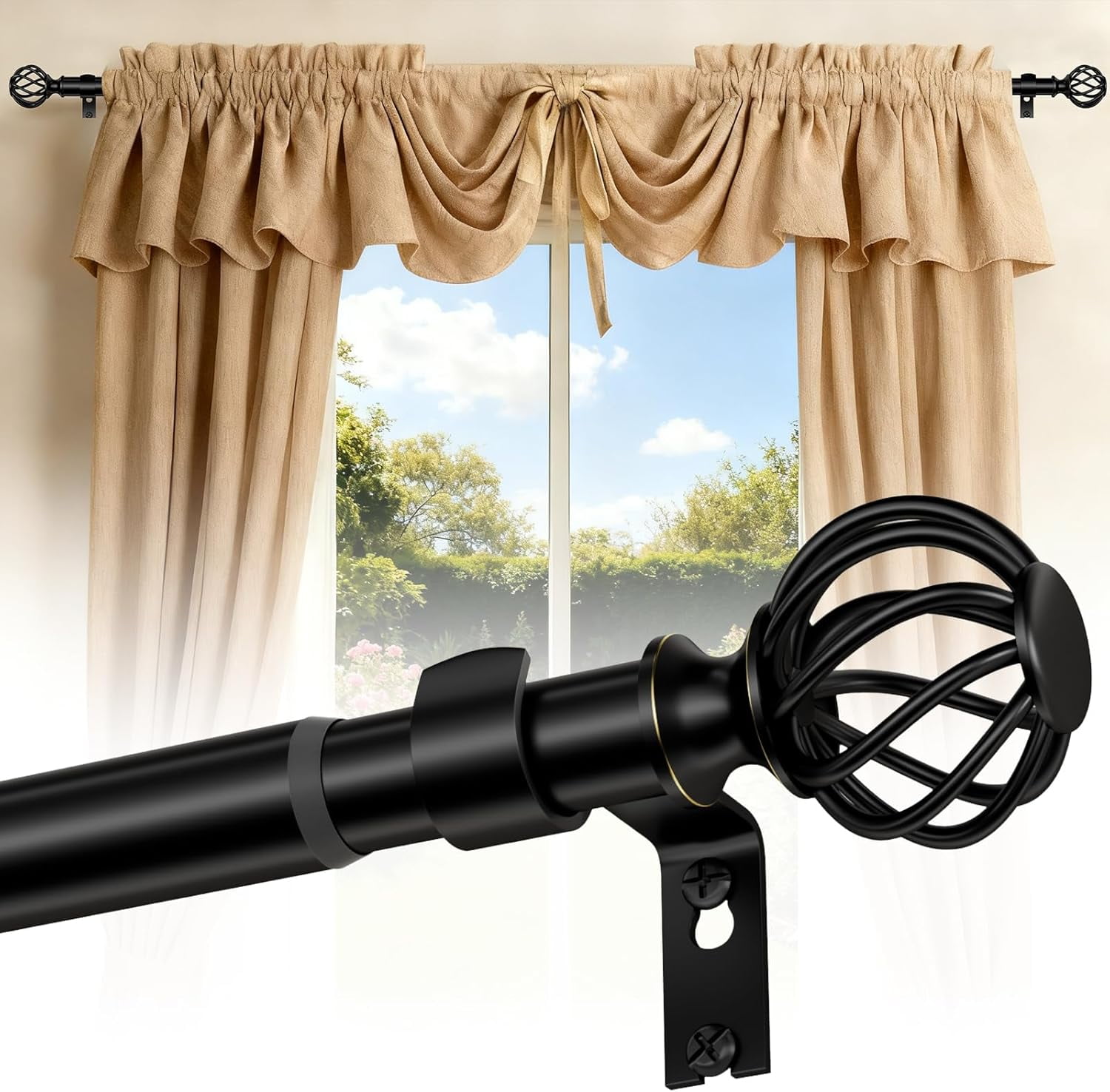 Curtain Rods for Windows 28-48 Inch(2.3-4Ft), Matte Black Small ...