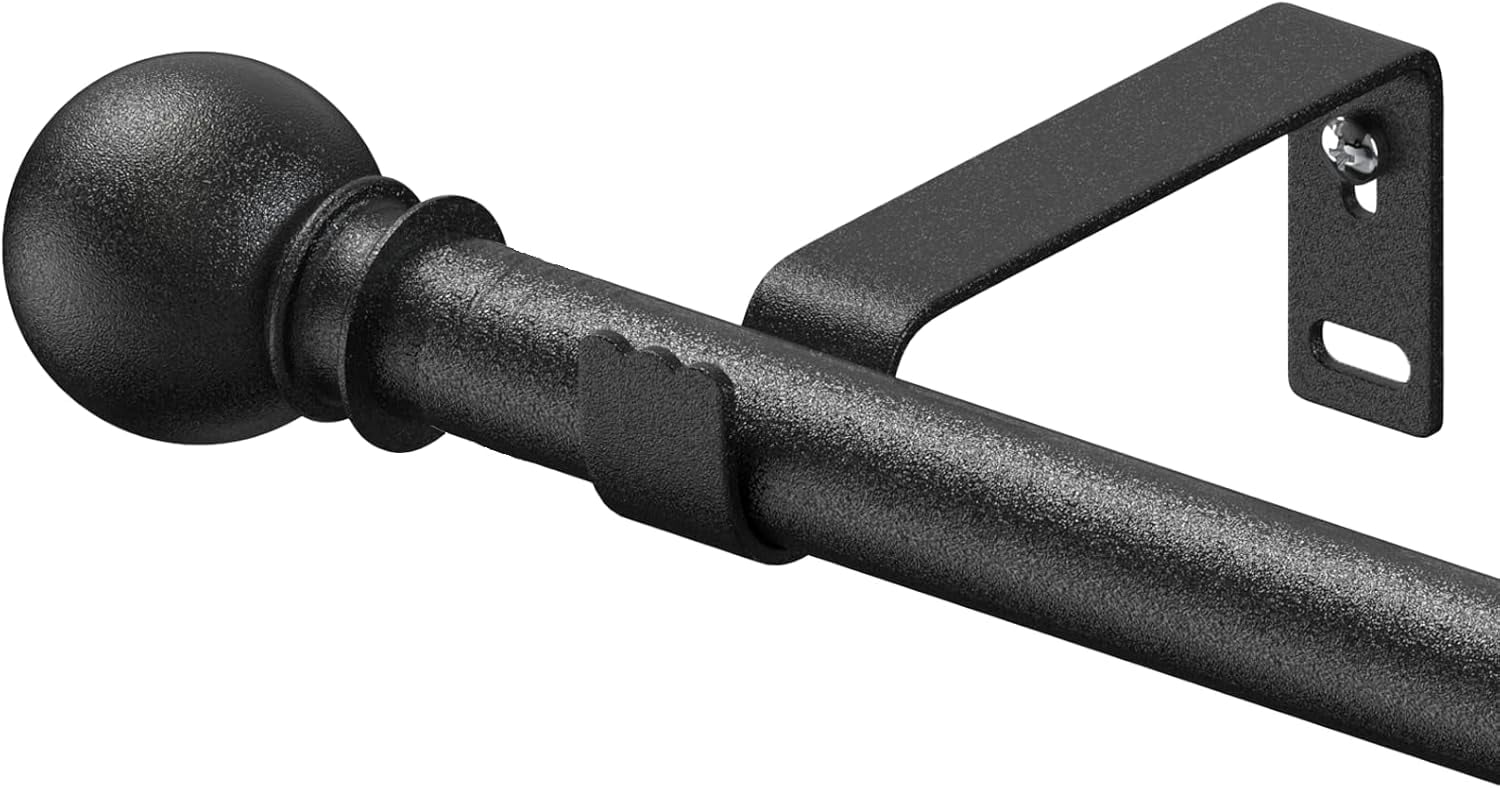 Curtain Rods for Windows 28-88 inch, 5/8 inch Black Curtain Rod Set ...