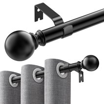 Exclusive Home Topper 1" Curtain Rod and Coordinating Finial Set, Matte ...