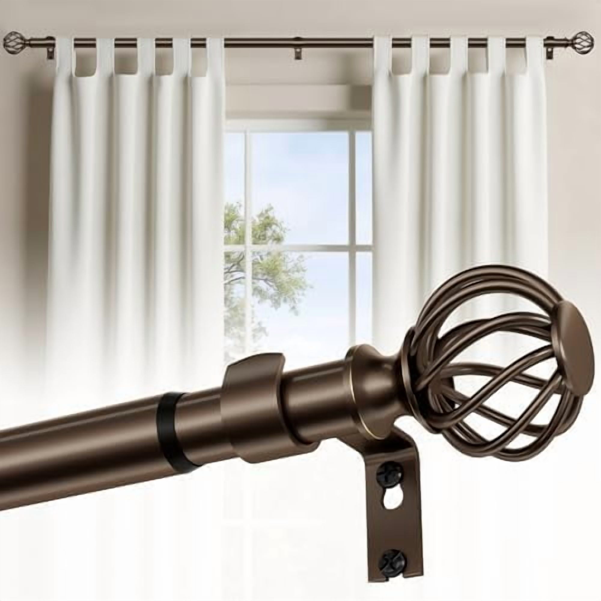 Curtain Rods for Windows 66-120 Inch(5.5-10Ft), Bronze Long Decorative ...