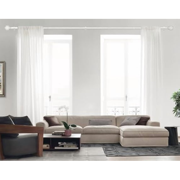 Curtain Rods for Windows 66 to 120 Inch, 7/8 Inch White Heavy Duty ...