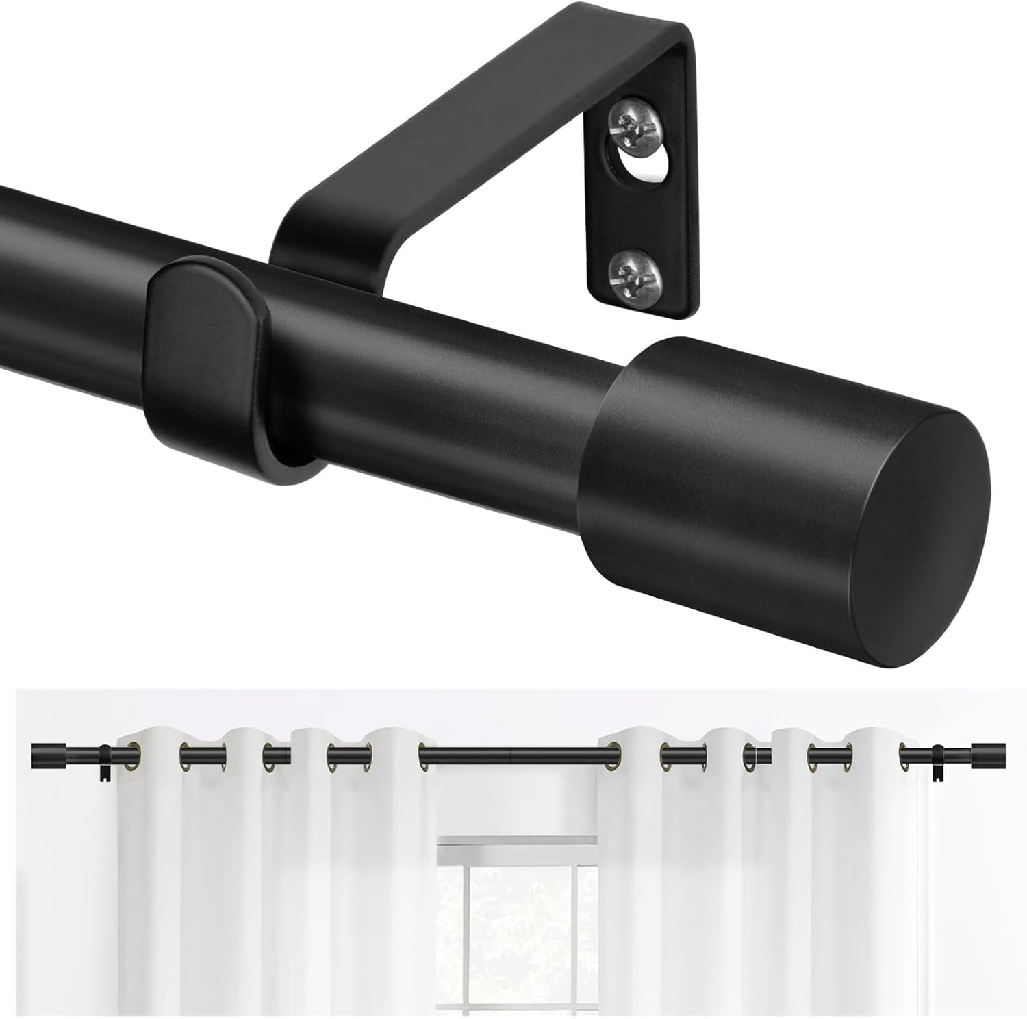 Curtain Rods for Windows 66 to 120 Inches(5.5 to 10 ft), Black ...