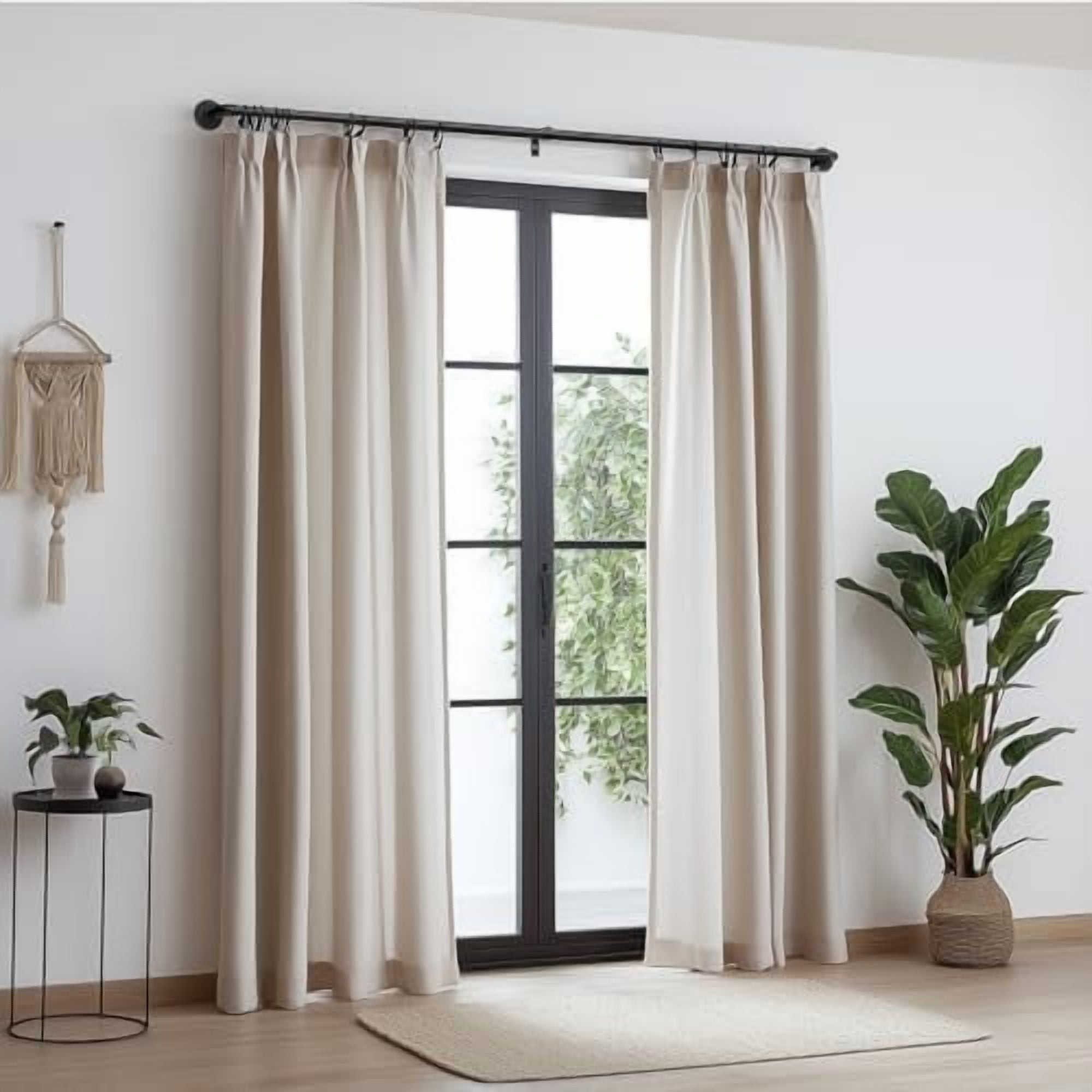 Curtain Rods for Windows 72 to 144, 1 Inch Industrial Wrap Around Black ...