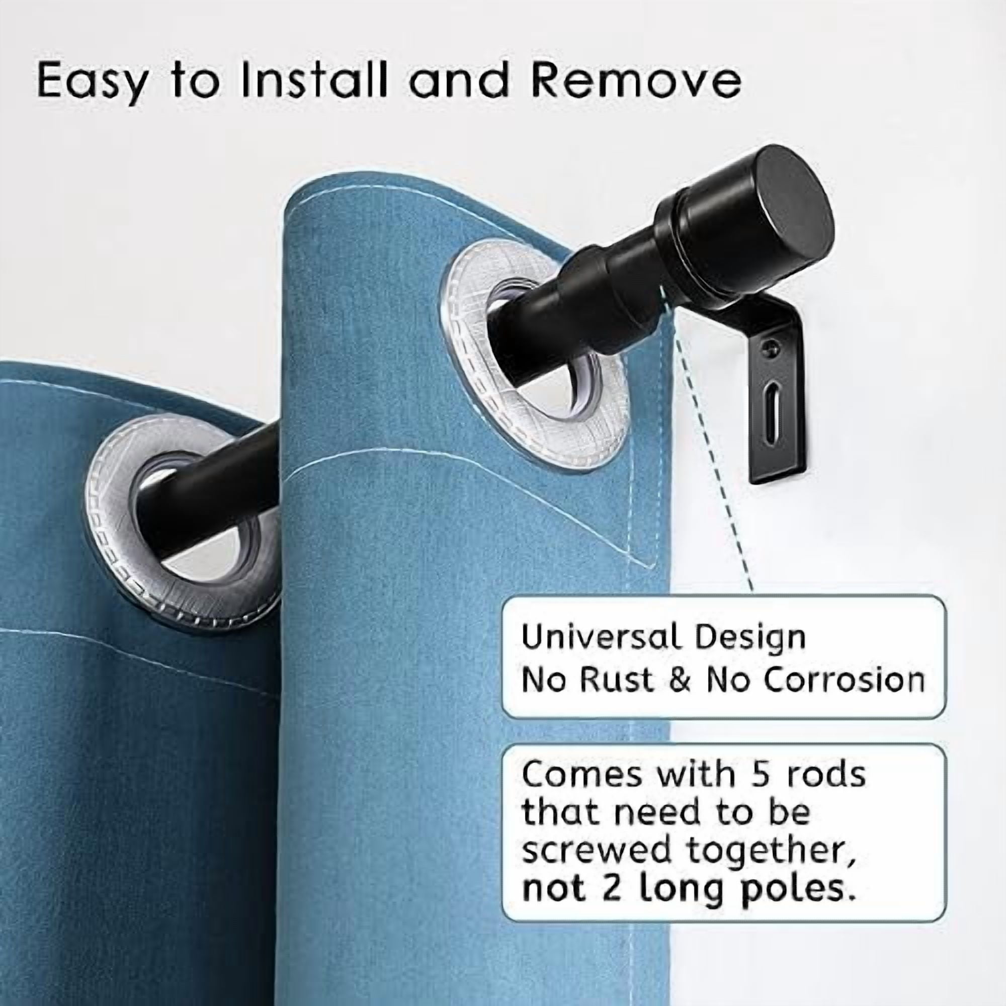 Curtain Rods for Windows 16 to 88 Inches Adjustable Length 1 Inch ...