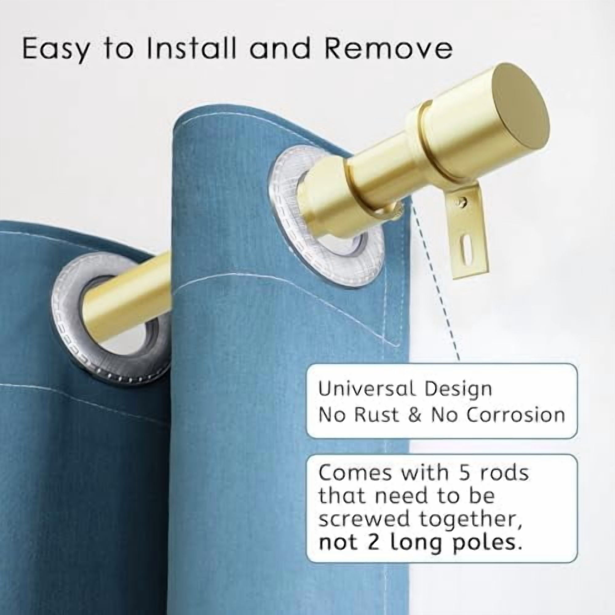 Curtain Rods for Windows 16 to 88 Inches Adjustable Length 1 Inch ...