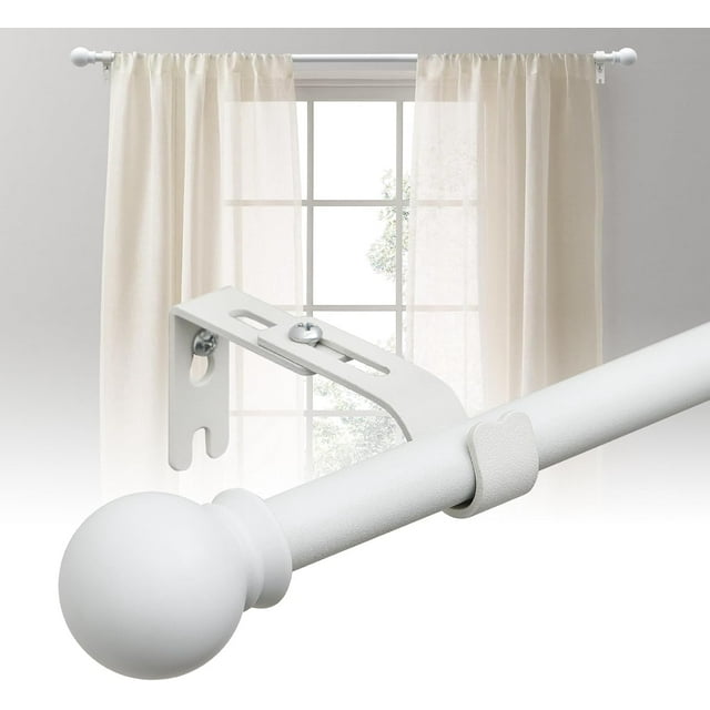 Adjustable White Curtain Rods for Windows - Small 5/8 Inch Rod, Length ...