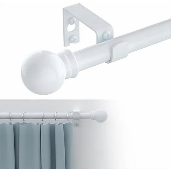Curtain Rods for windows 28-78 inch, 5/8 inch Decorative White Splicing ...