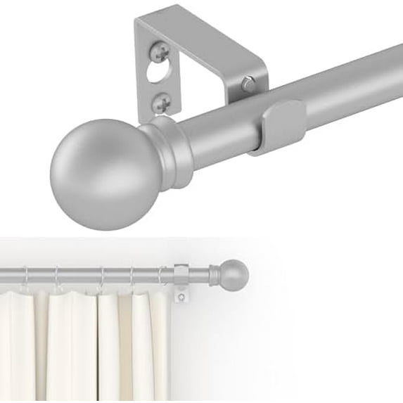 Curtain Rods for windows 32-48 inch, 5/8 inch Decorative Silver ...