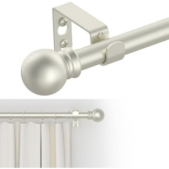 Curtain Rods for windows 32-62 inch, 5/8 inch Decorative Nickel ...