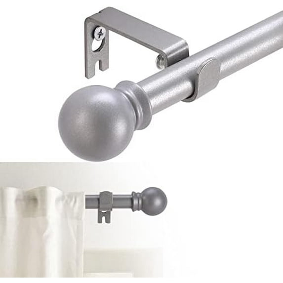 Curtain Rods for windows 48 to 84-93 inch, 5/8 inch Decorative Silver ...