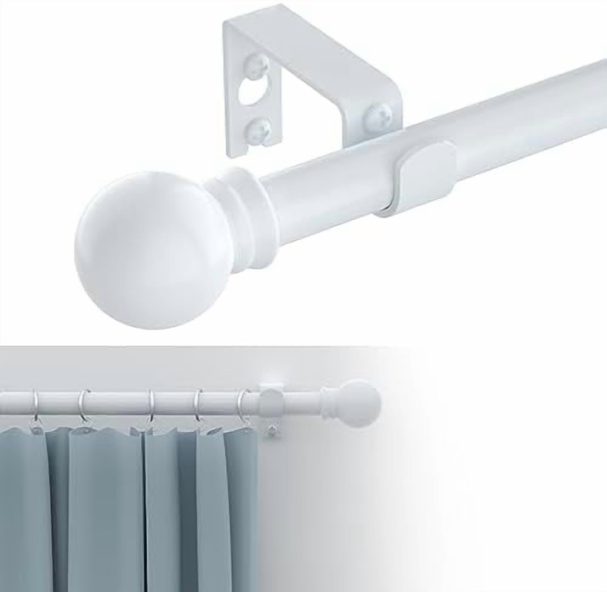 Curtain Rods for windows 48 to 84-93 inch, 5/8 inch Decorative White ...