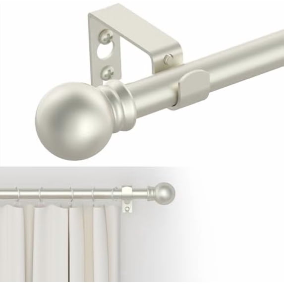 Curtain Rods for windows 66-120 inch, 5/8 inch Decorative Nickel ...