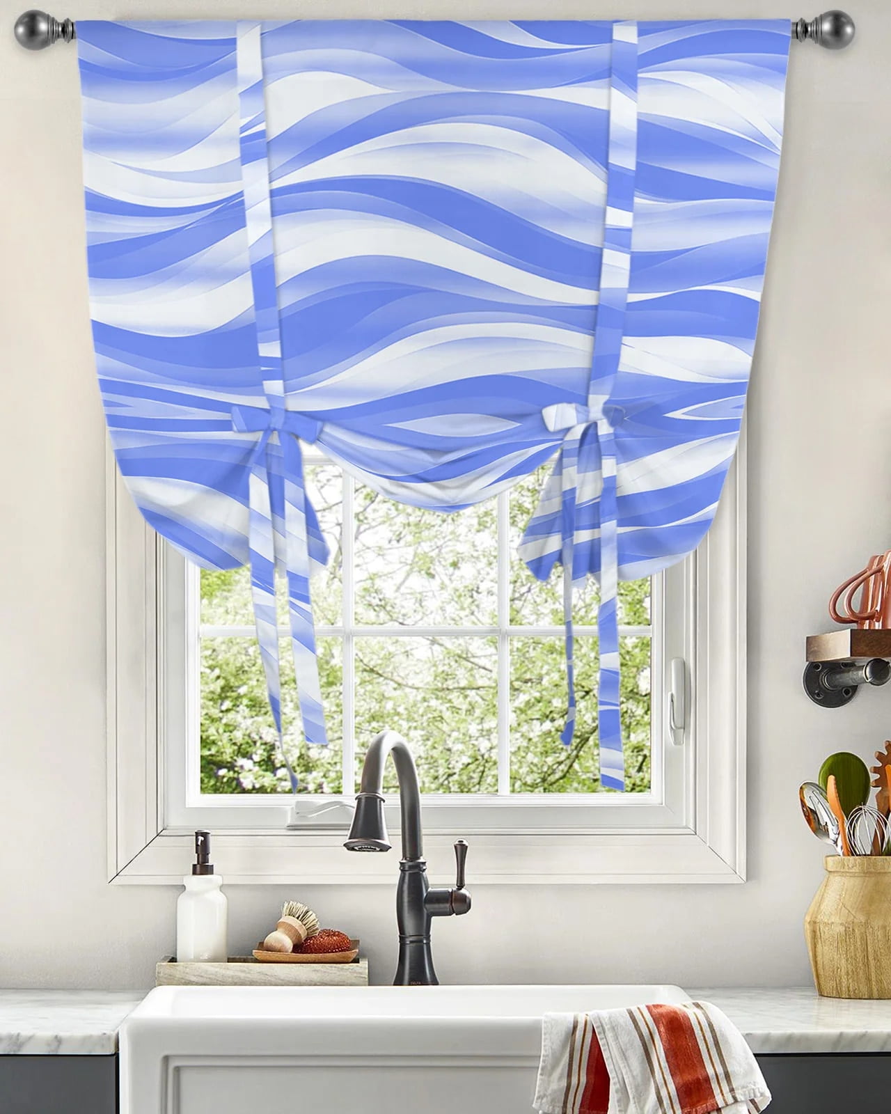 Curtain Short Kitchen Curtain Window Up Tie Modern Bedroom Room Living ...