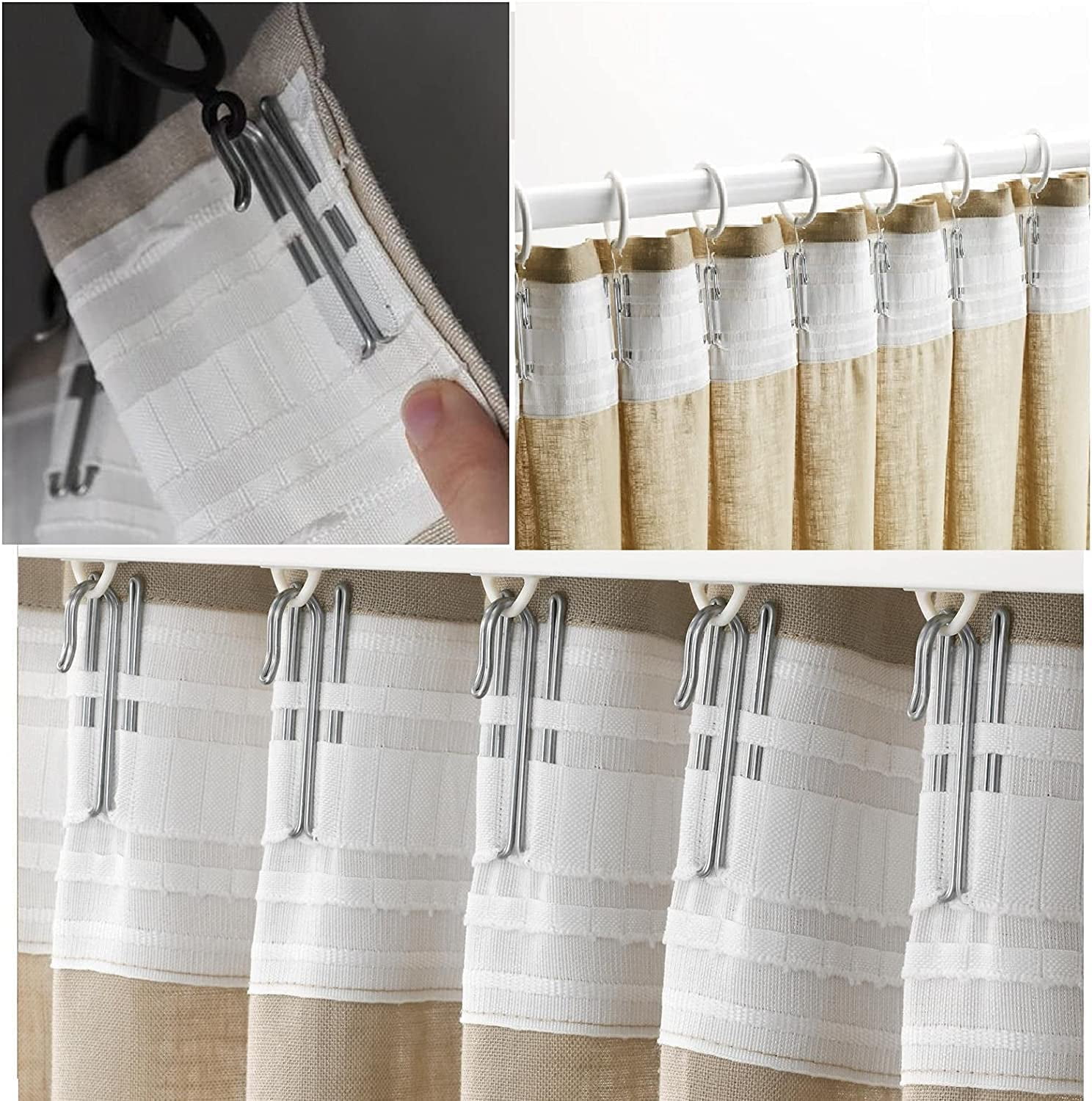 Curtain Tape with Hooks. Perfect for Ceiling Track System or rods with ...