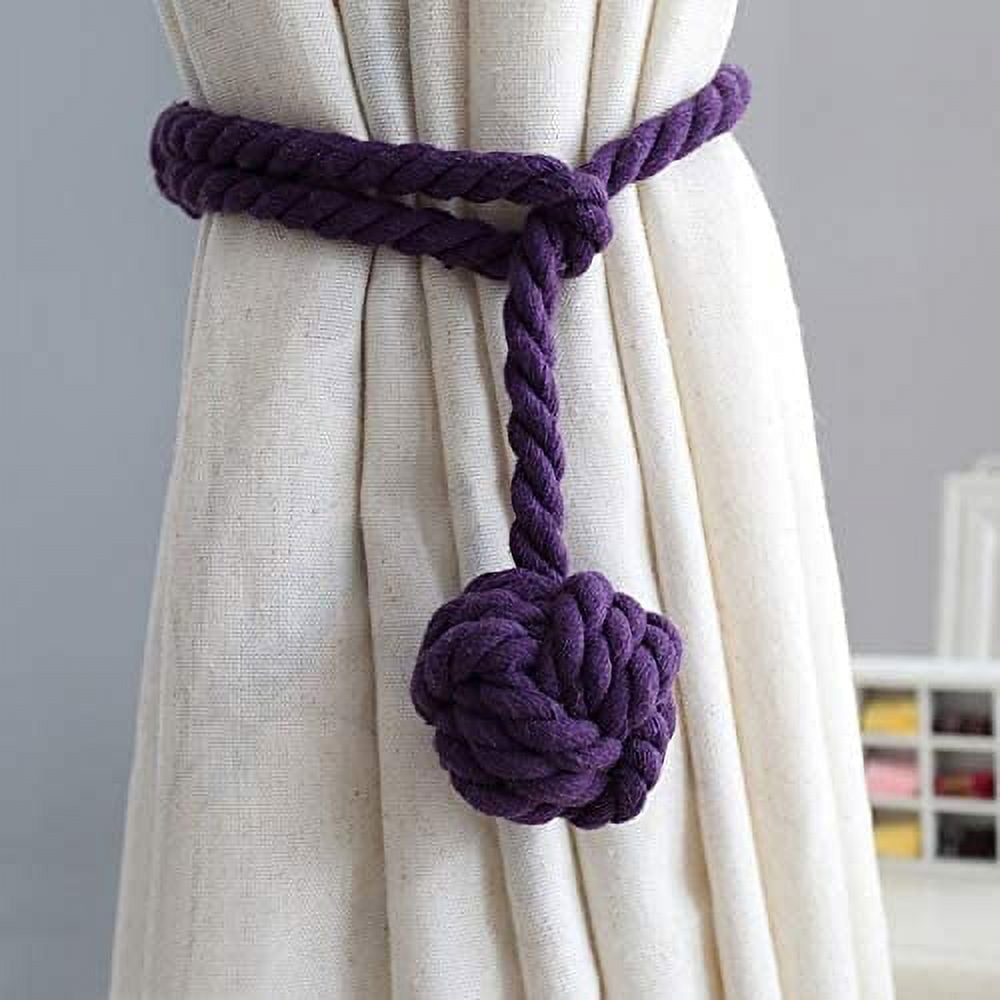 Curtain Tiebacks Blue: 2 Pack Decorative Handmade Natural Cotton Rope ...