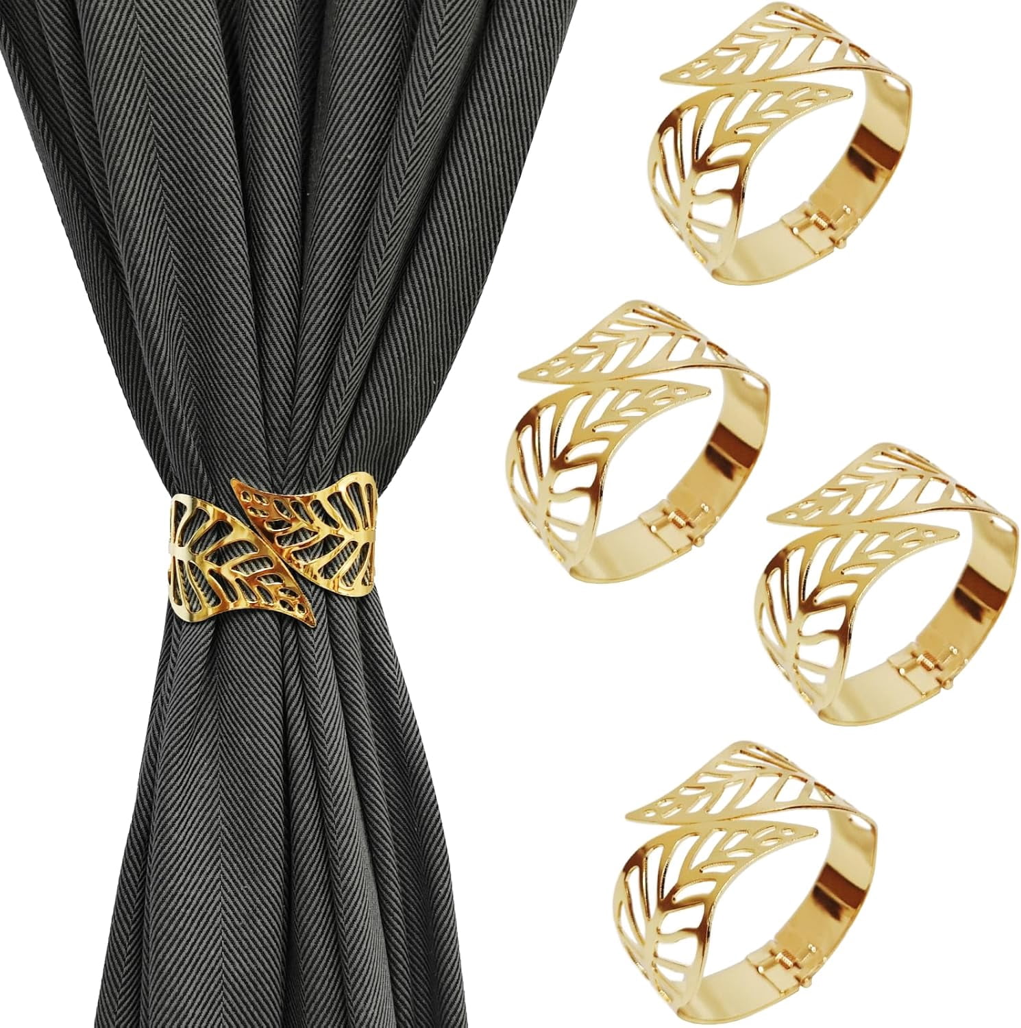 Curtain Tiebacks Curtain Holdbacks Aluminum Alloy Spring Design Gold ...