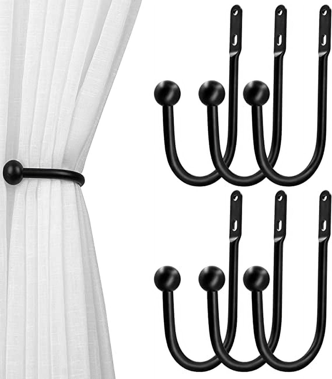 Curtain Tiebacks Drapery Holdbacks Simple Vintage Style (6pcs Black ...