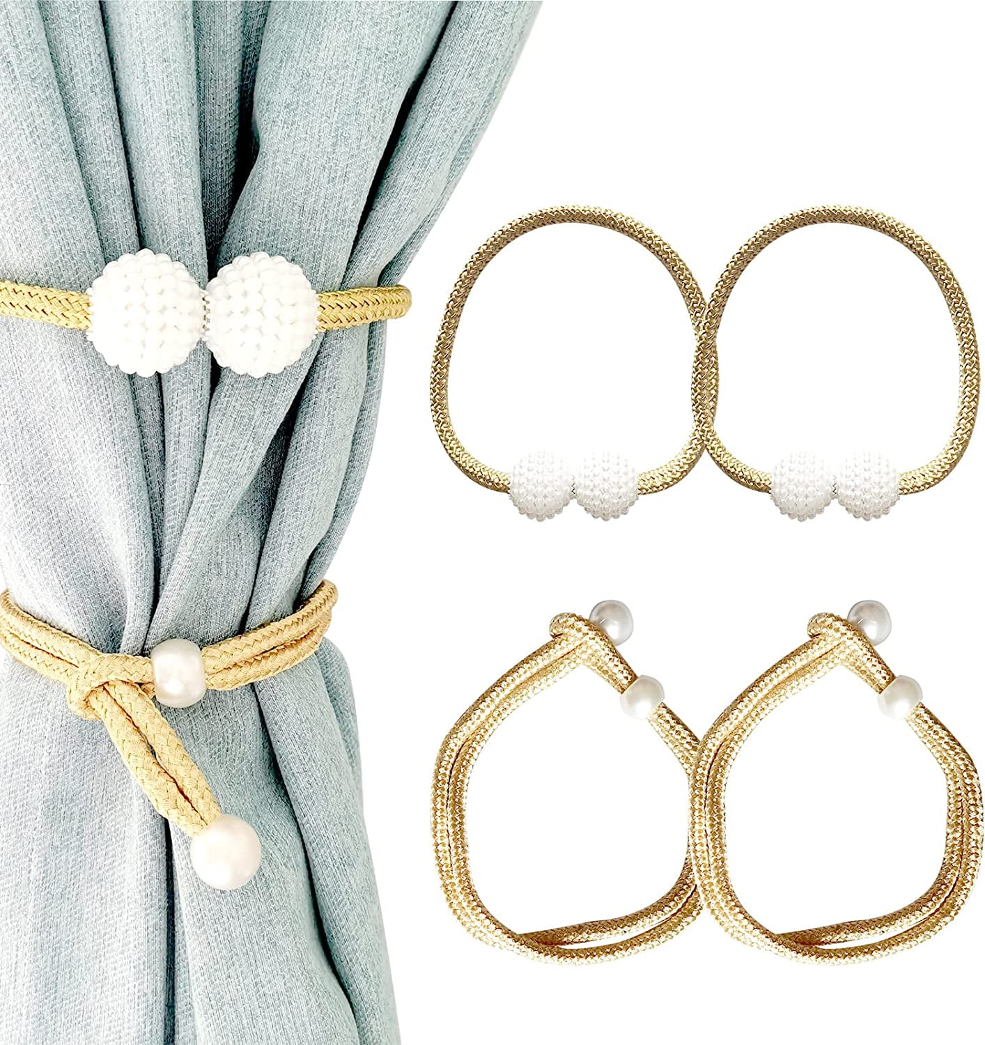 Curtain Tiebacks Gold 2PCS Magnetic Curtain Holdbacks Buckles Holdbacks ...