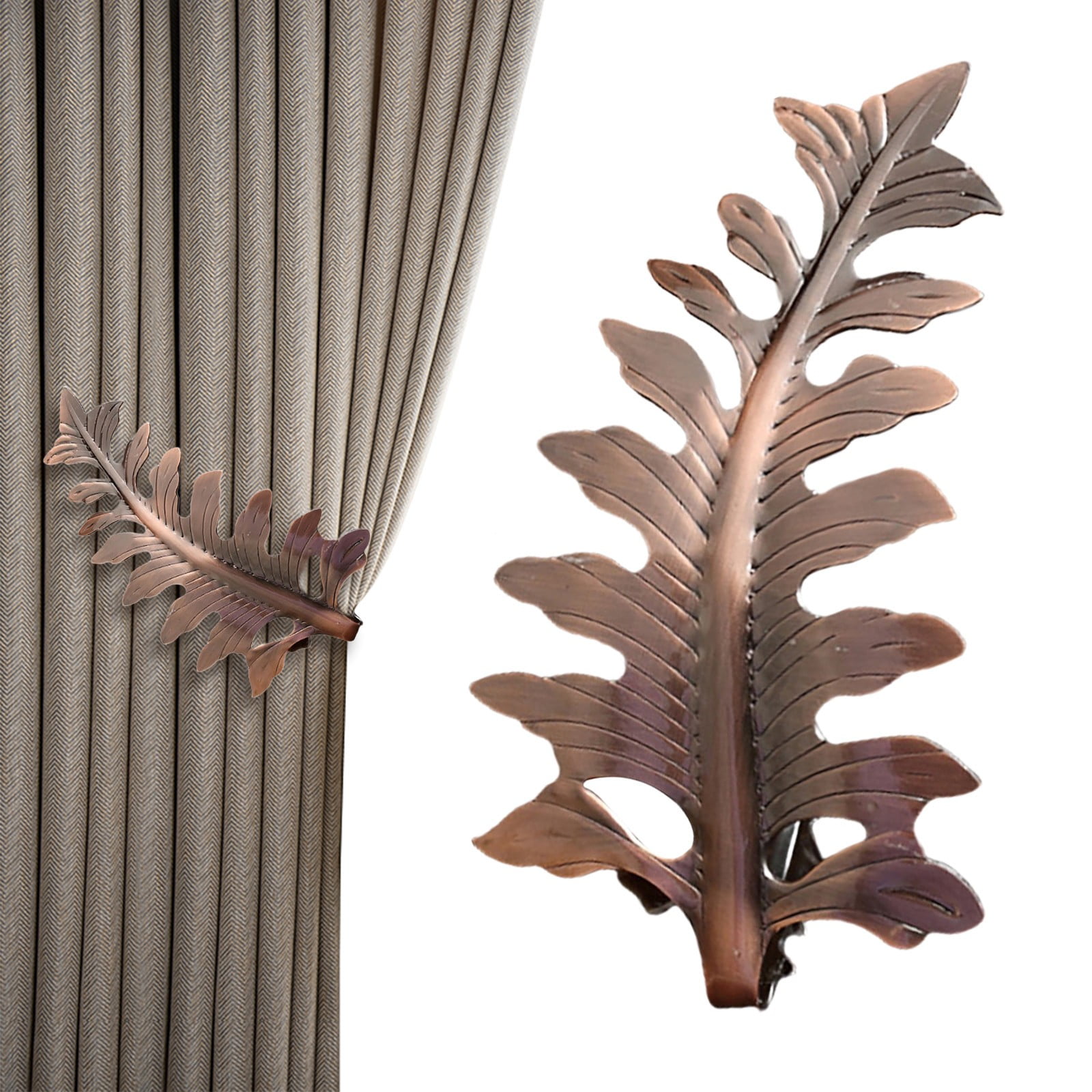 Curtain Tiebacks Gold Vintage Big Leaf Design Curtain Holdbacks Curtain ...