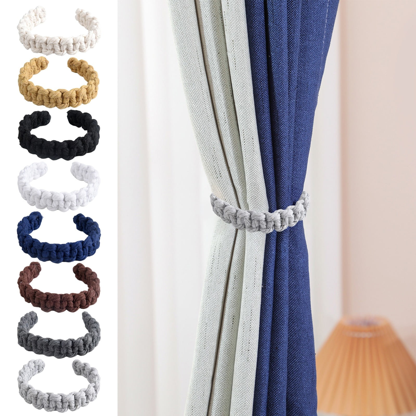Curtain Tiebacks Handwoven Cotton Rope Holdbacks | Twisted Fabric ...
