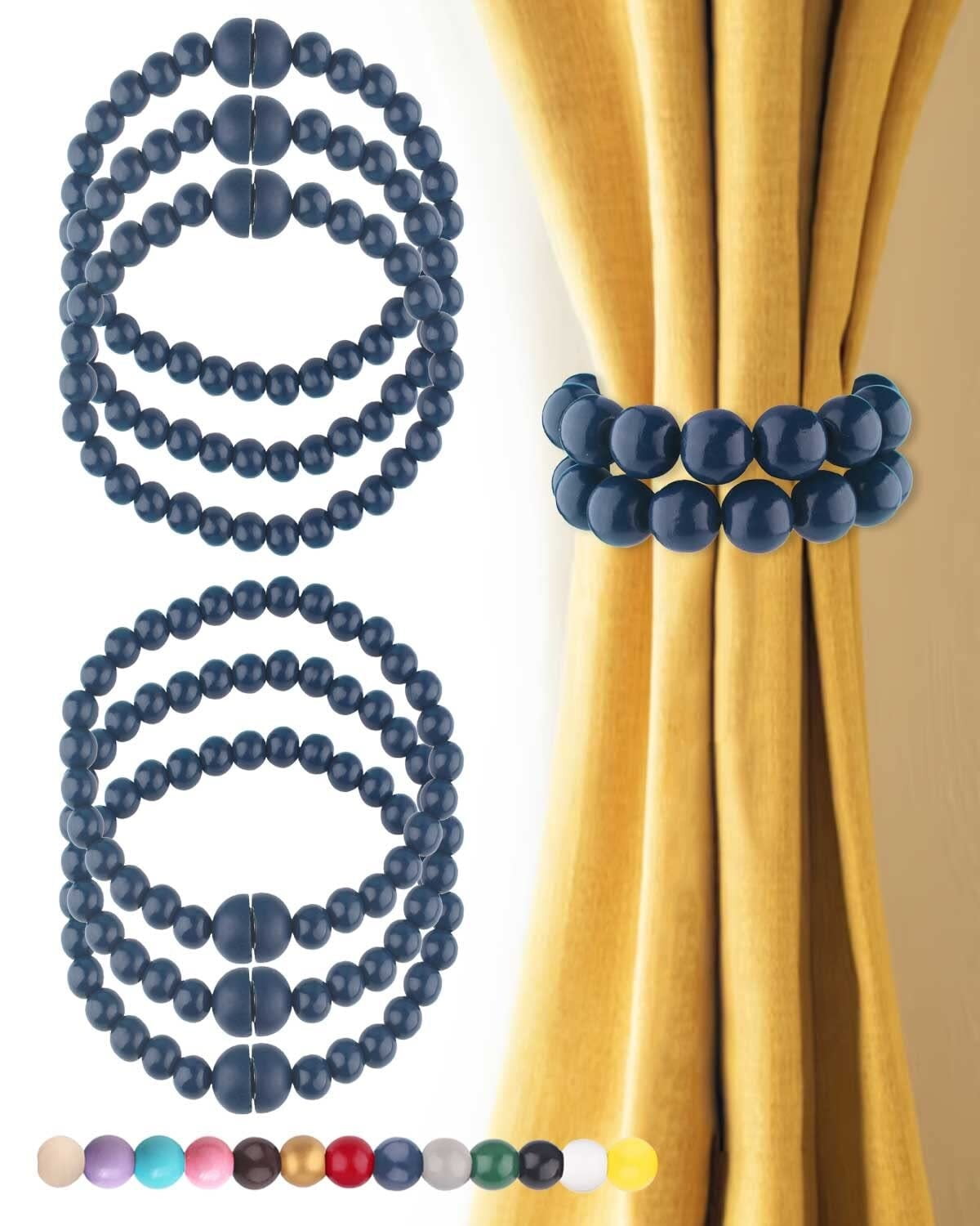 Curtain Tiebacks Magnetic Boho Decor: Wood Bead Curtain Tiebacks with ...