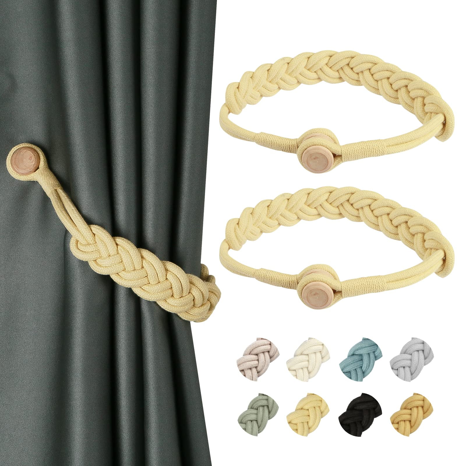 Curtain Tiebacks Magnetic Woven Curtain Holdback Drapery Tie-Back ...