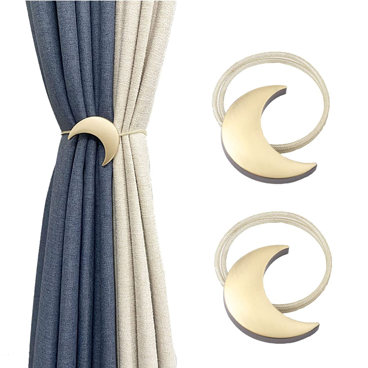 Curtain Tiebacks Metal 1 Pair Metal Moon Curtain Clips Rope Holdbacks ...