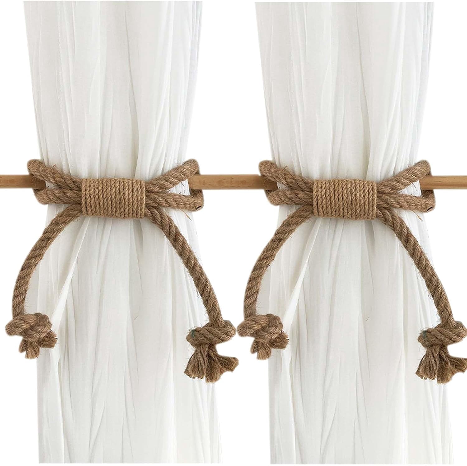 Curtain Tiebacks Rustic Holdbacks for Drapes(2 Pack), Farmhouse Curtain ...