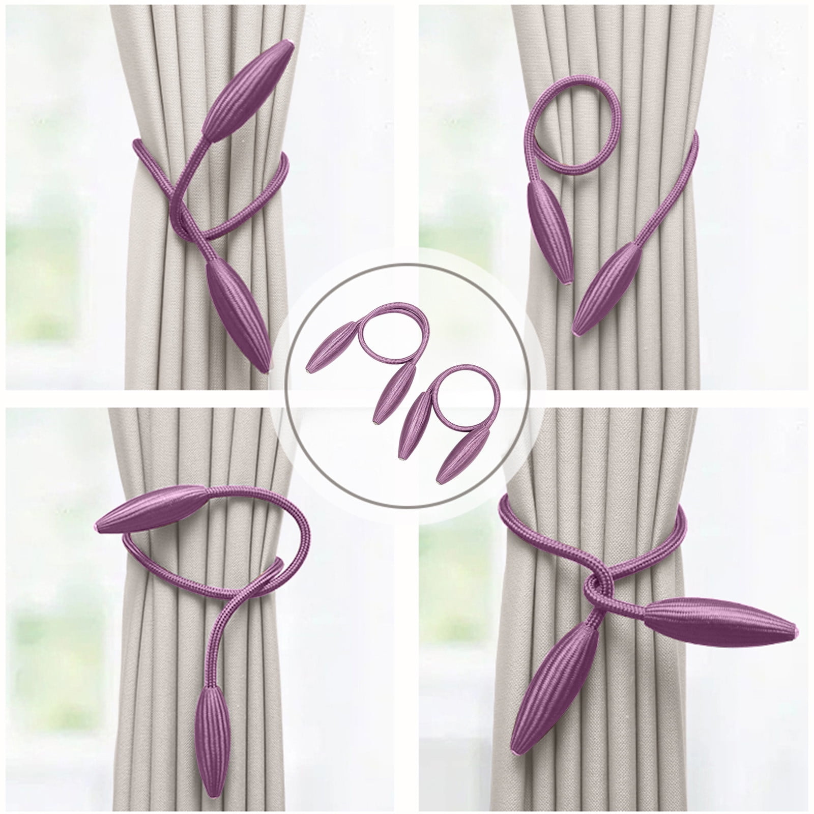 Curtain Tiebacks Set of 2 | No-Drill Easy Install Twisted Metal Buckle ...