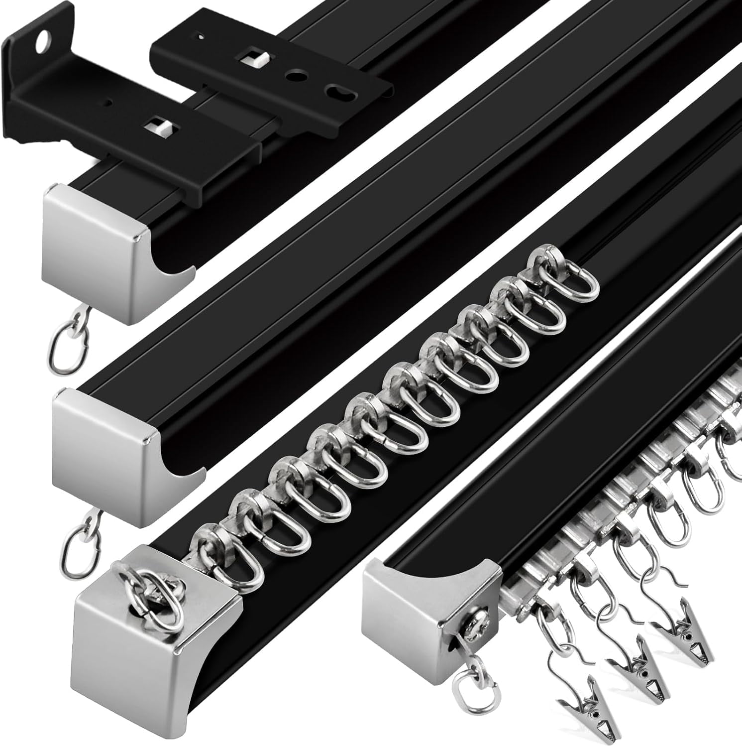 Curtain Track, (3Ft-18Ft) Flexible Curtain Track Ceiling Wall Mount ...