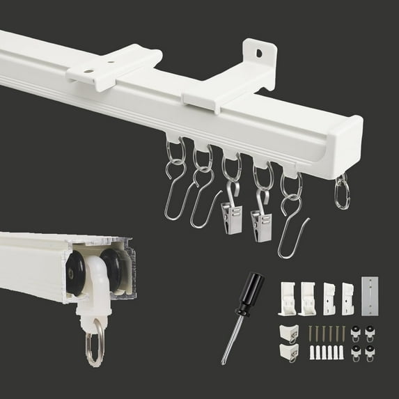 Curtain Track Ceiling Mount, 3-12FT Heavy Duty Aluminum Curtains Track ...