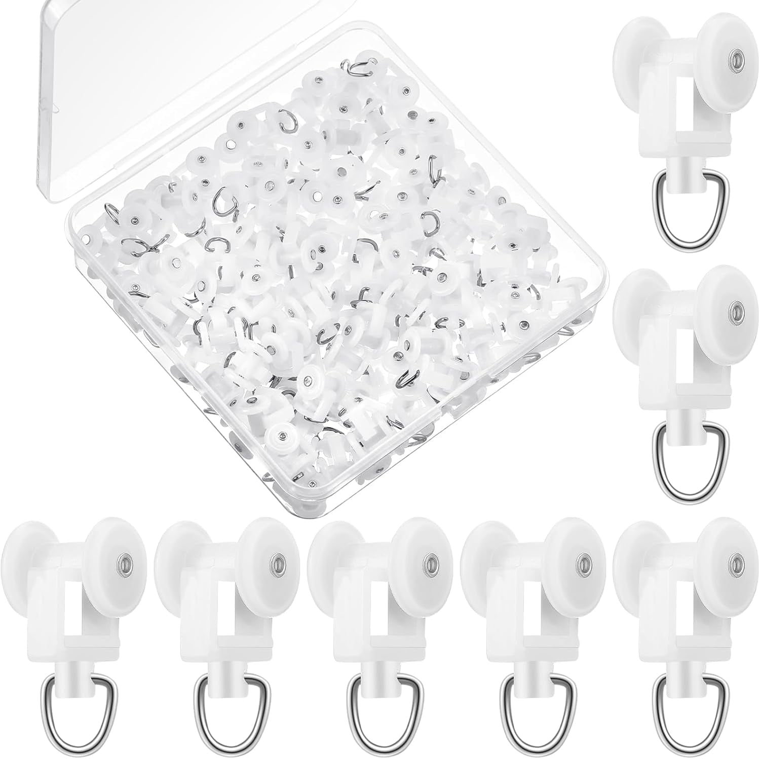 Curtain Track Glider Rollers Hooks Plastic Rail Gliders Dual Wheel ...