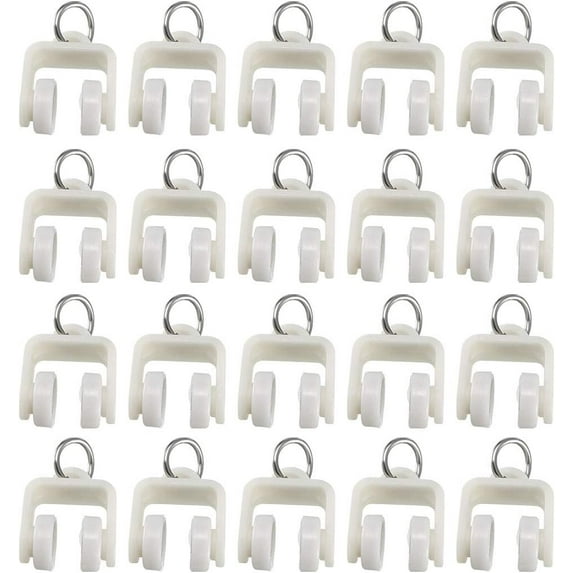 Curtain Track Plastic Twin Wheeled Carriers Drapery Rail Sliding Glider ...