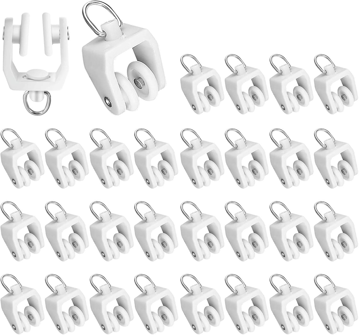 Curtain Track Rollers, 30 Pack Curtain Track Gliders Plastic Twin ...