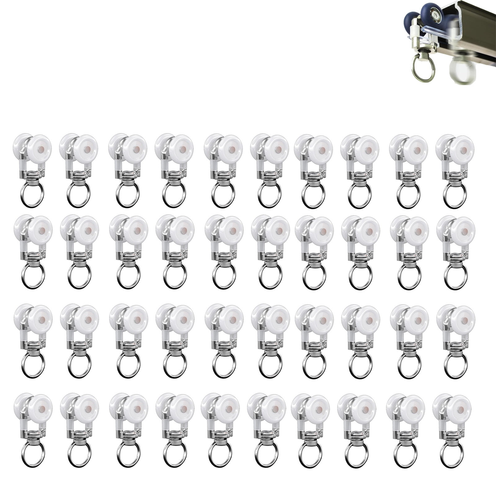 Curtain Track Rollers with Silent Wheels Smooth Glider Rail Runners for ...