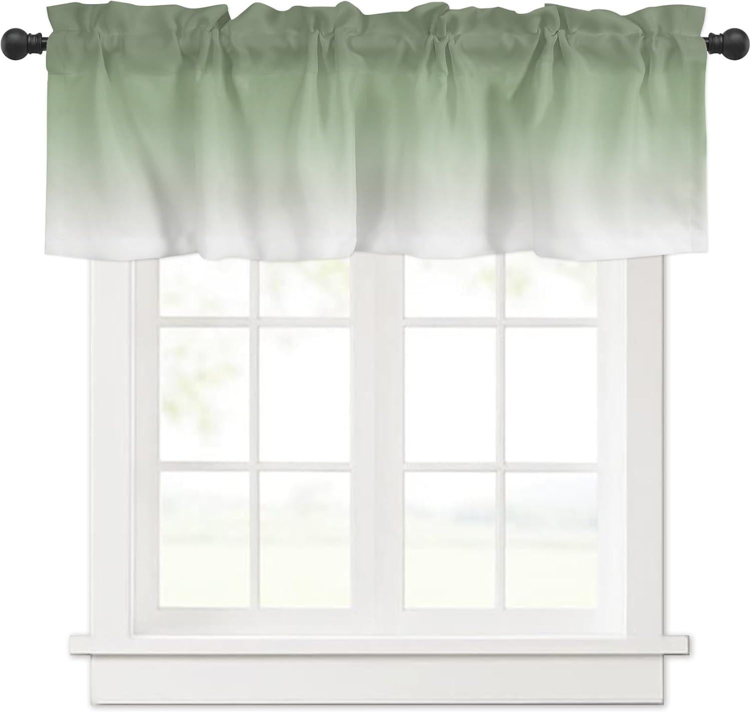Curtain Valance 54" x 18", Sage Green Window Valances Rod Pocket ...