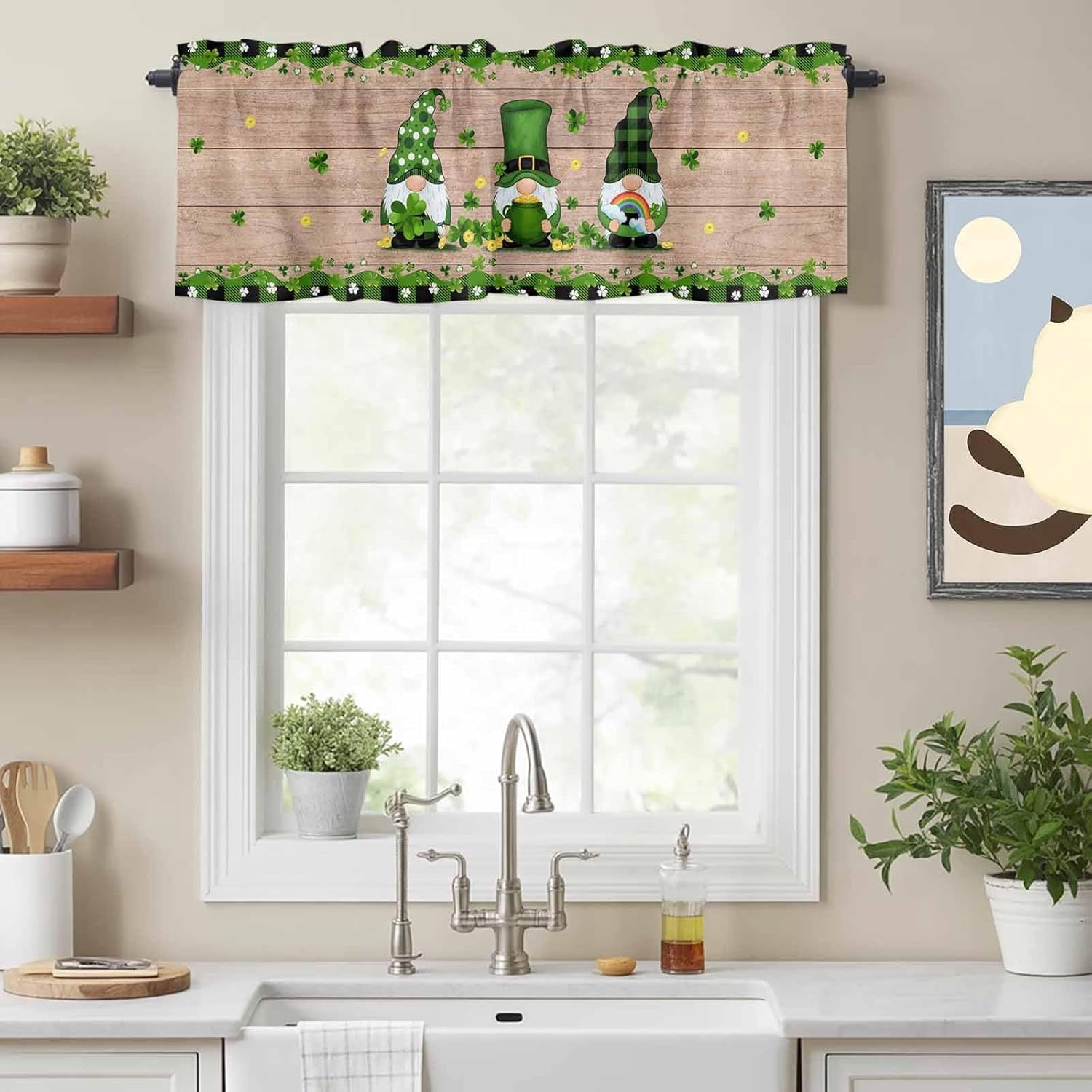 Curtain Valance 54" x 18", St. Patrick''s Day Window Valances Rod ...