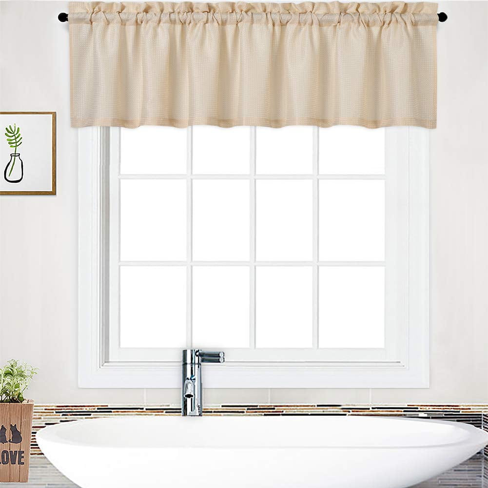 Curtain Valance,Waffle WeaveWindow Valance for Bathroom,Rod Pocket ...