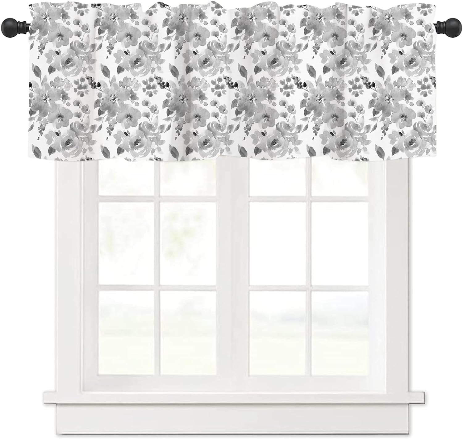 Curtain Valance Watercolor Blooming Flower Floral Valance Kitchen ...