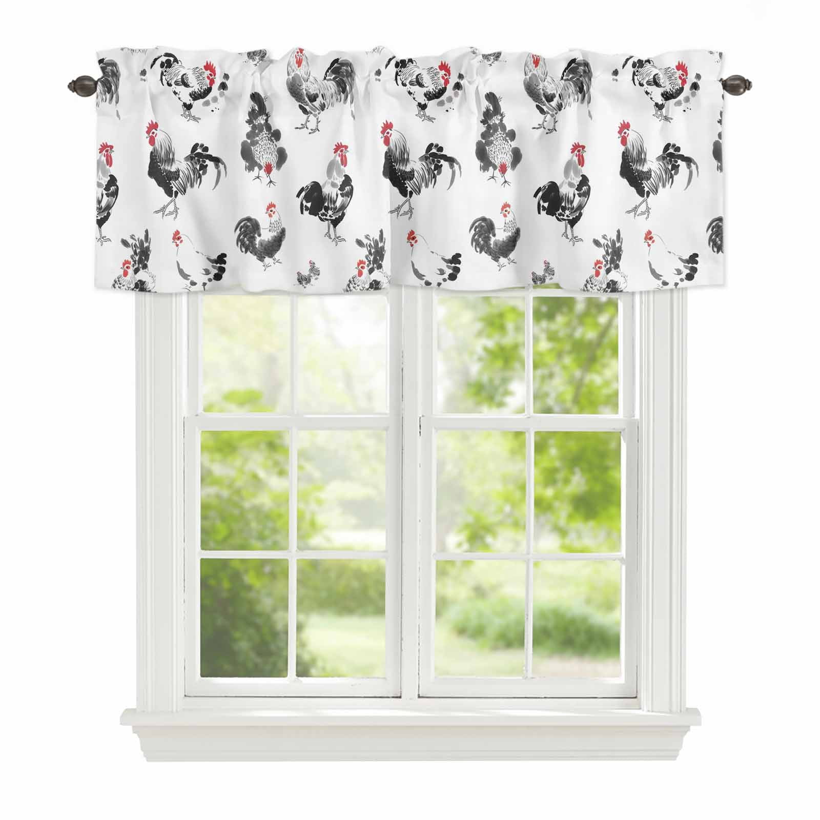 Curtain Valance for Windows, Abstract Country Chicken Kitchen Valances ...