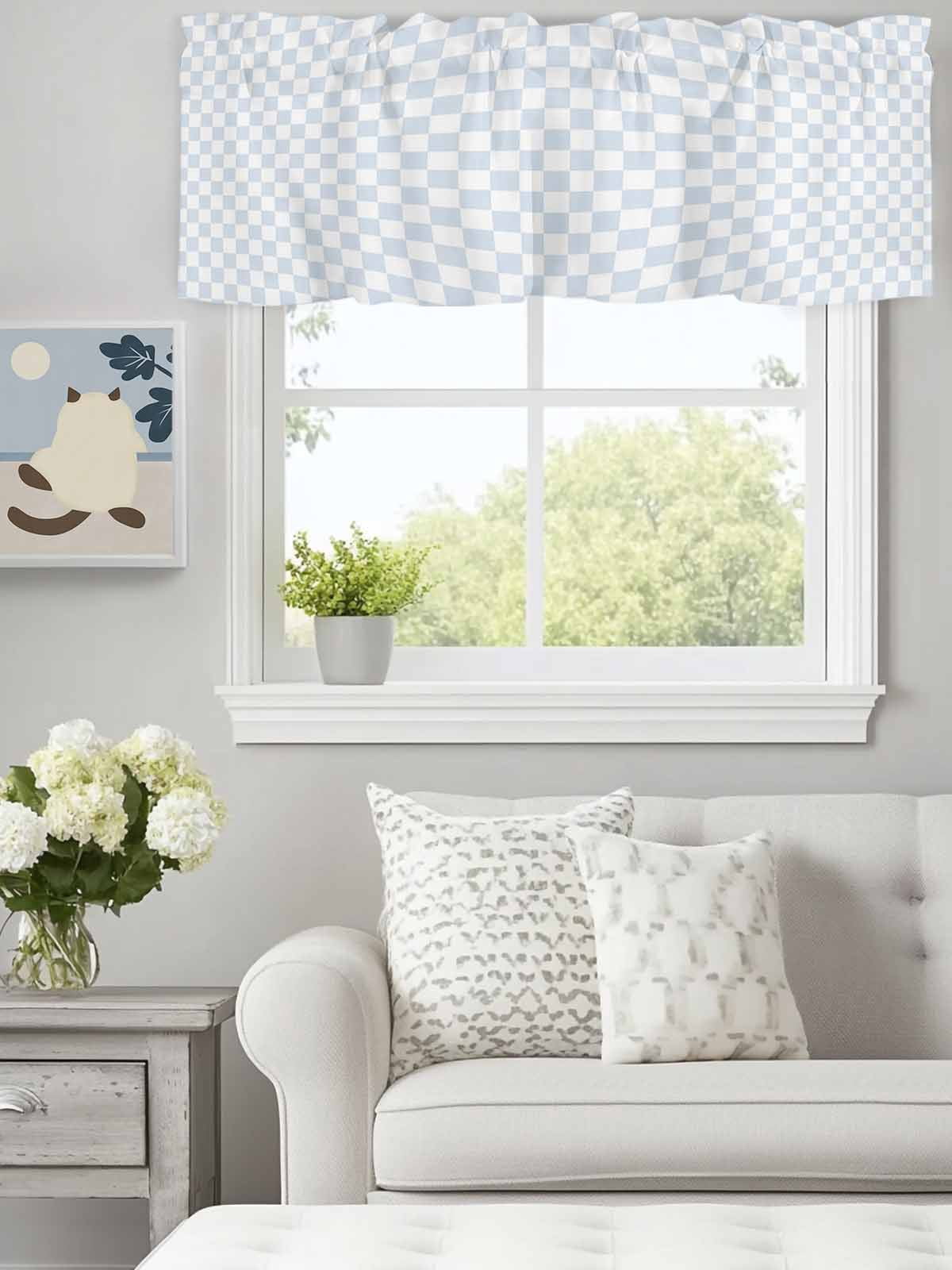Curtain Valance for Windows, Abstract Distort Geometric Art Kitchen ...