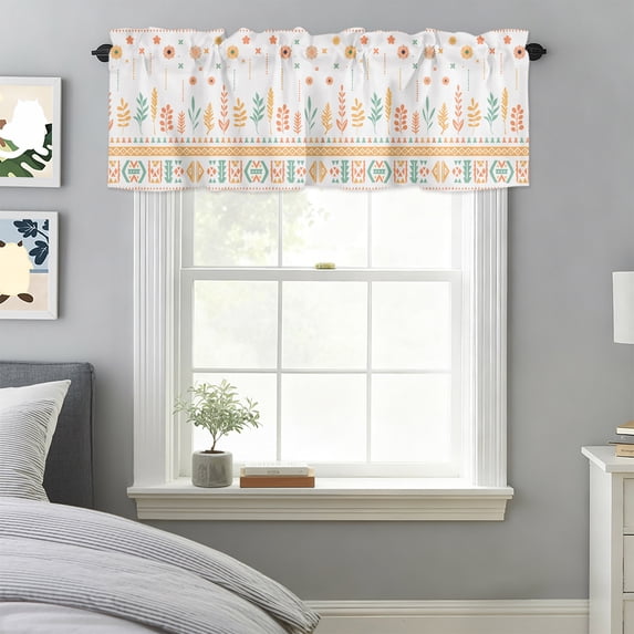 Curtain Valance for Windows, Abstract Floral Leaf Plant Kitchen ...