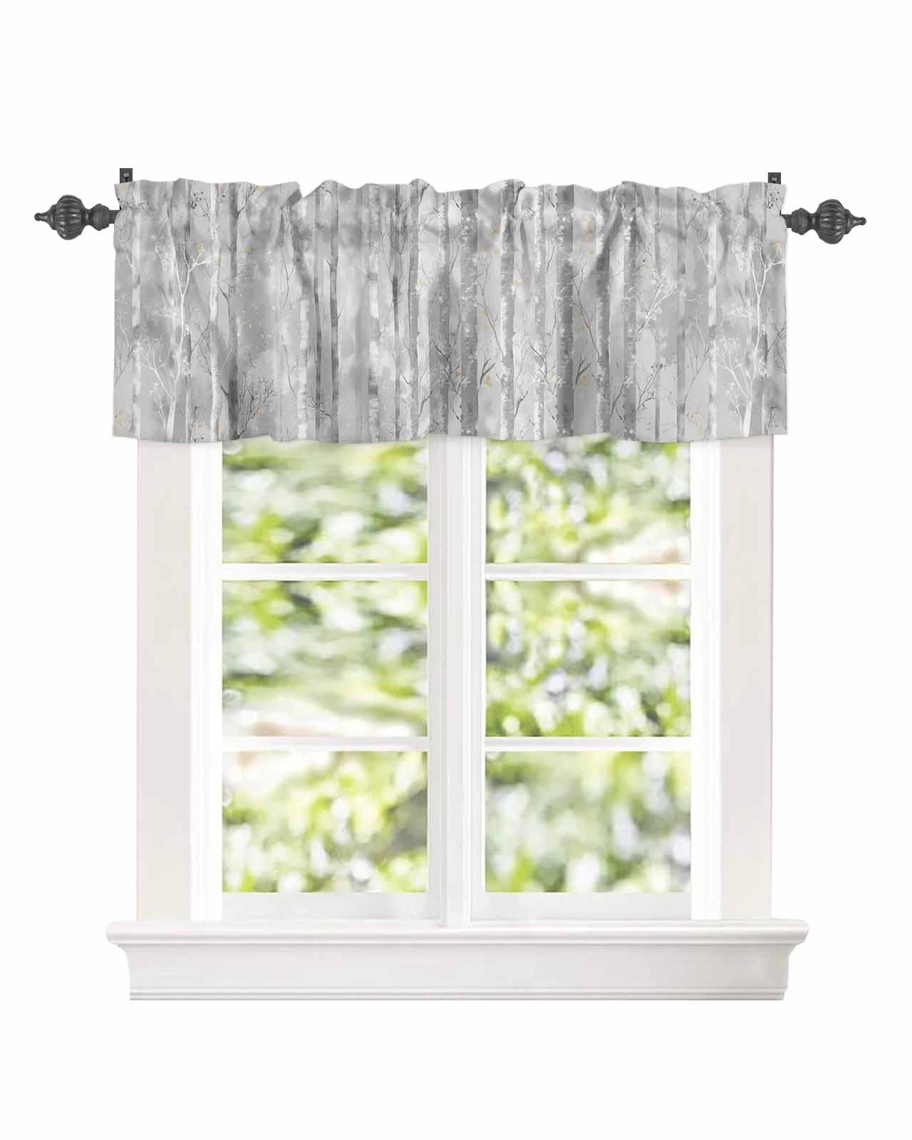Curtain Valance for Windows Abstract Forest Tree Oil Painting Kitchen ...