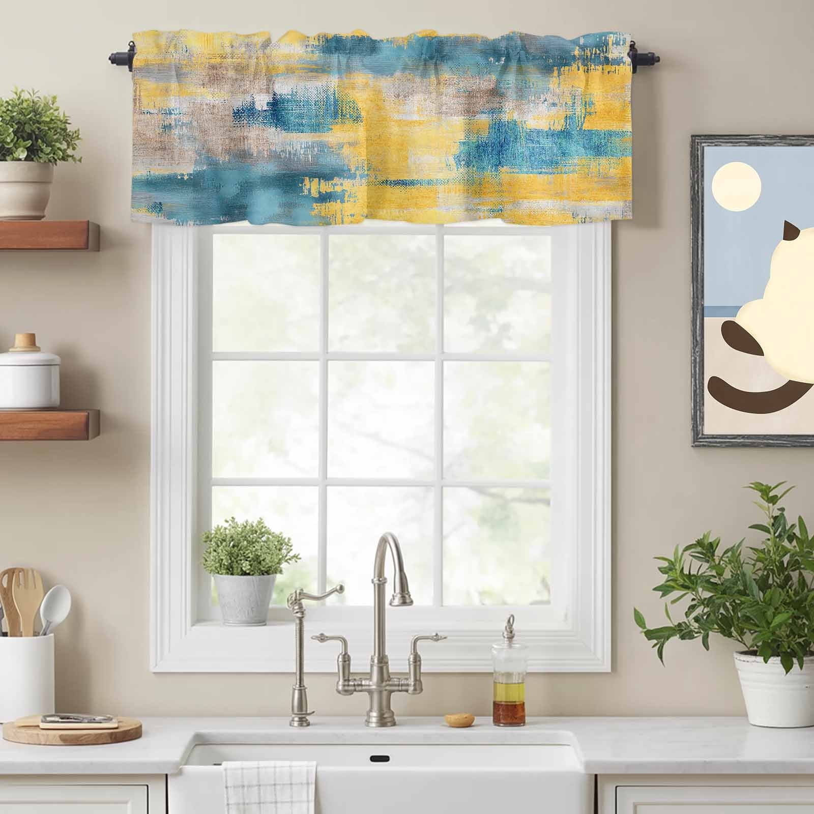 Curtain Valance for Windows, Abstract Modernism Art Kitchen Valances ...