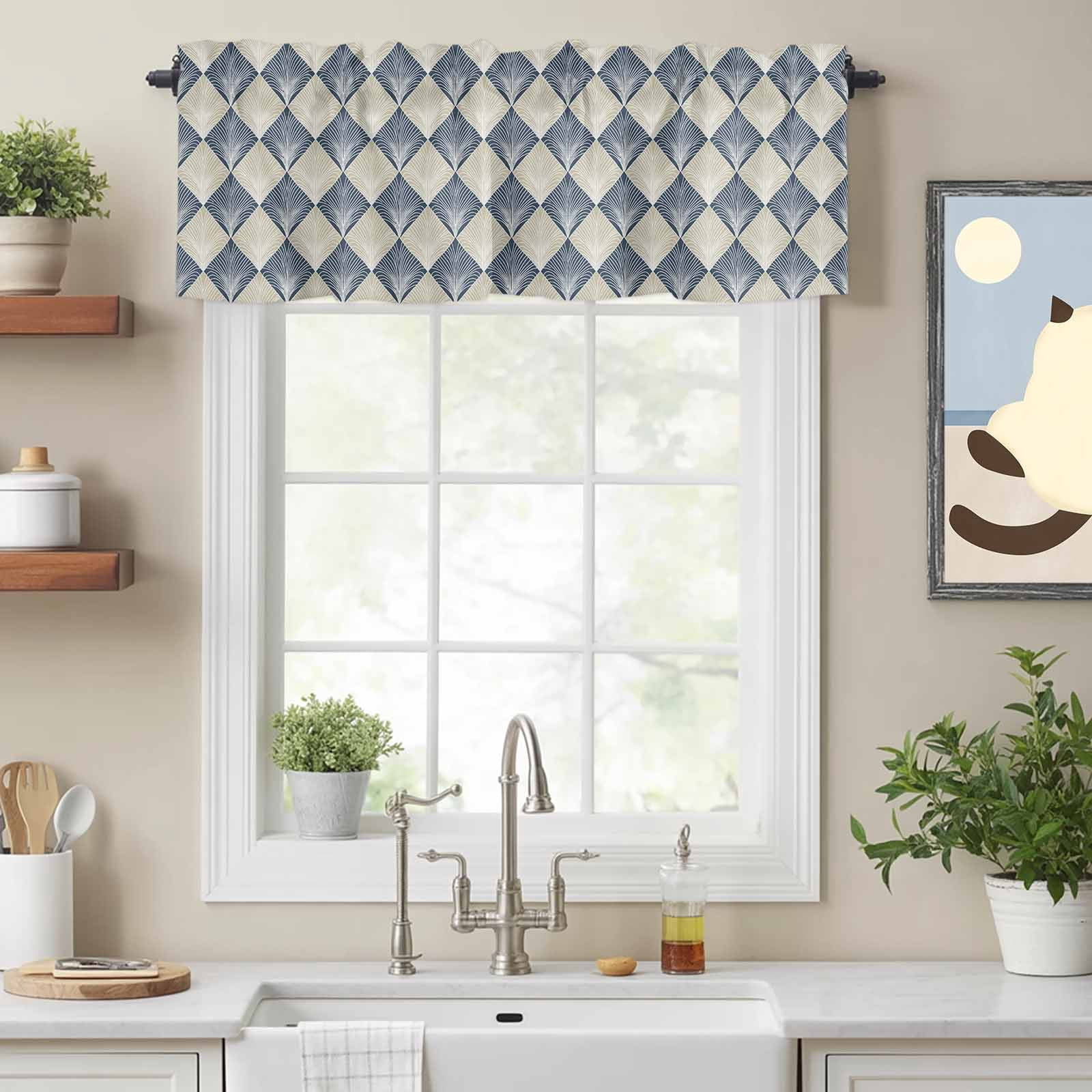 Curtain Valance for Windows, Abstract Simple Grey Pattern Kitchen ...