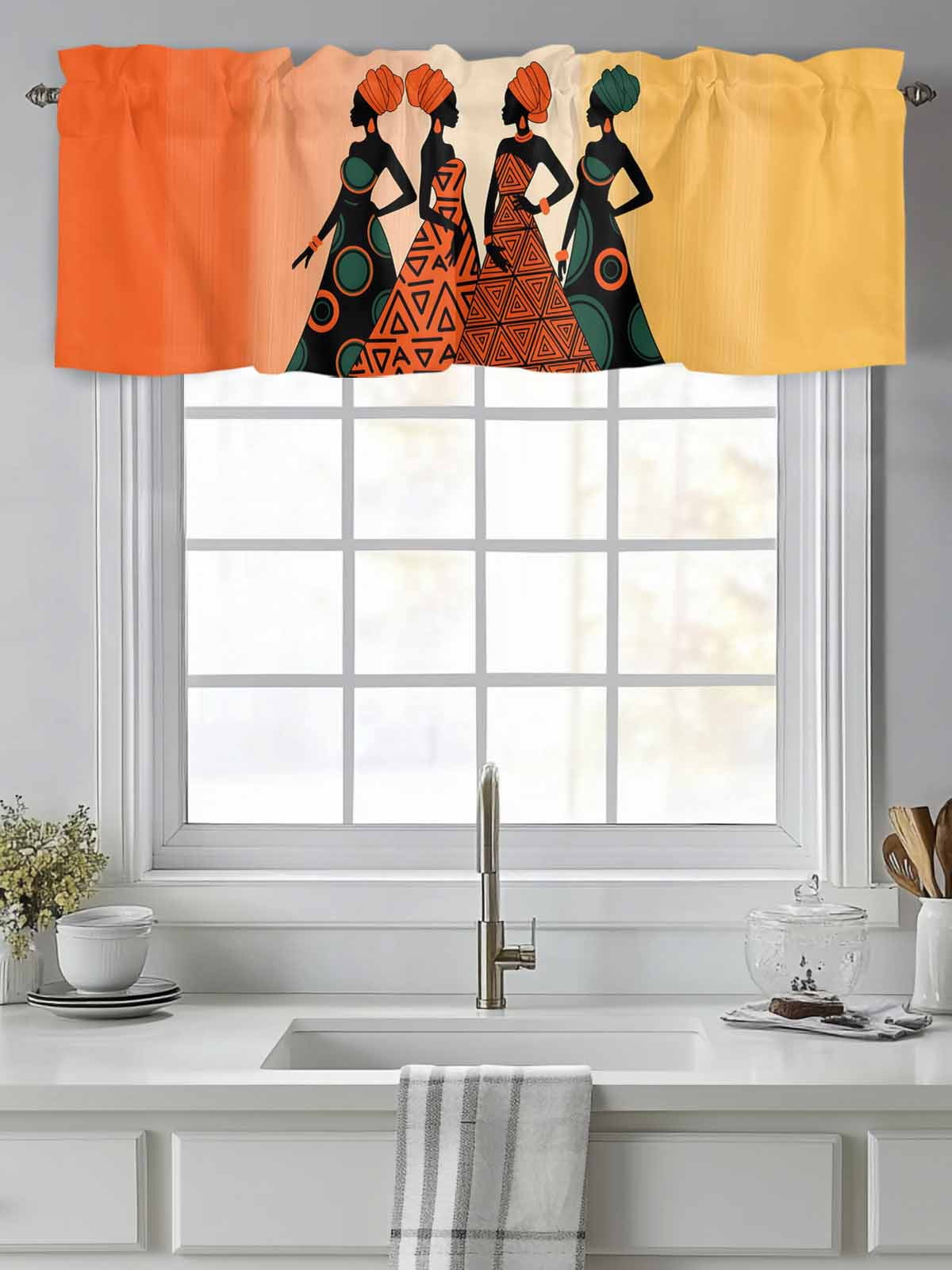 Curtain Valance for Windows,Africa Black Woman Ethnic Style Kitchen ...