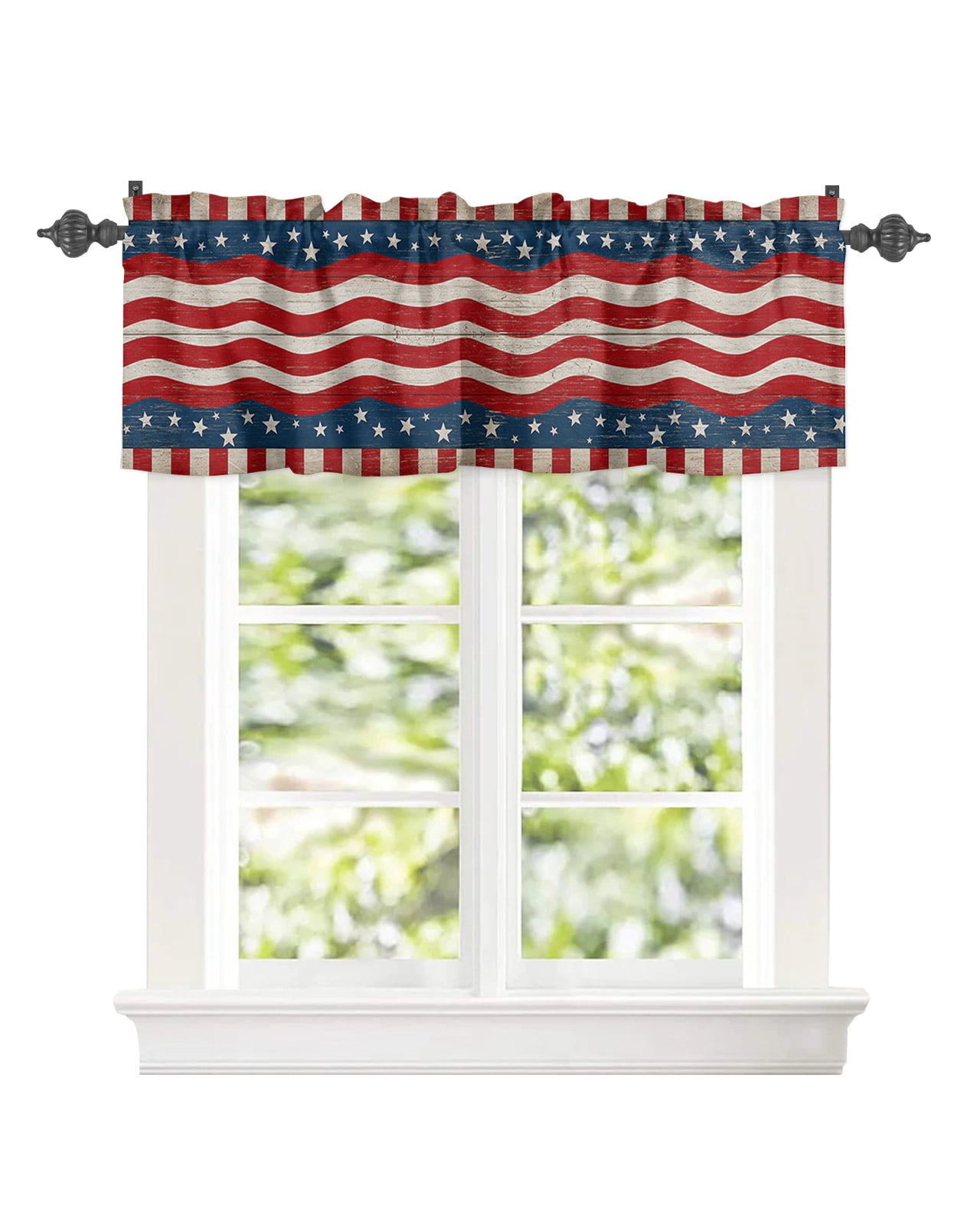 Curtain Valance for Windows America Flag Stars Independence Day Kitchen ...